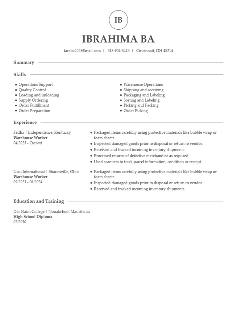 Ibrahima Ba Resume | PDF