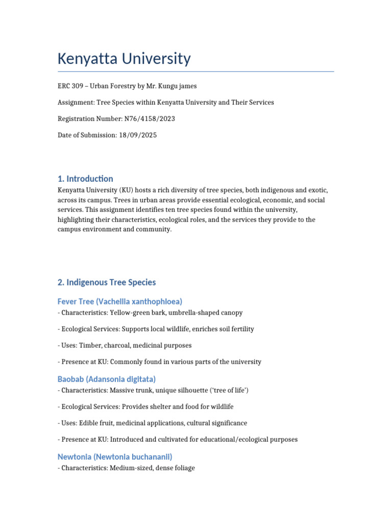 ERC309 KU Trees Assignment | PDF | Trees | Botany