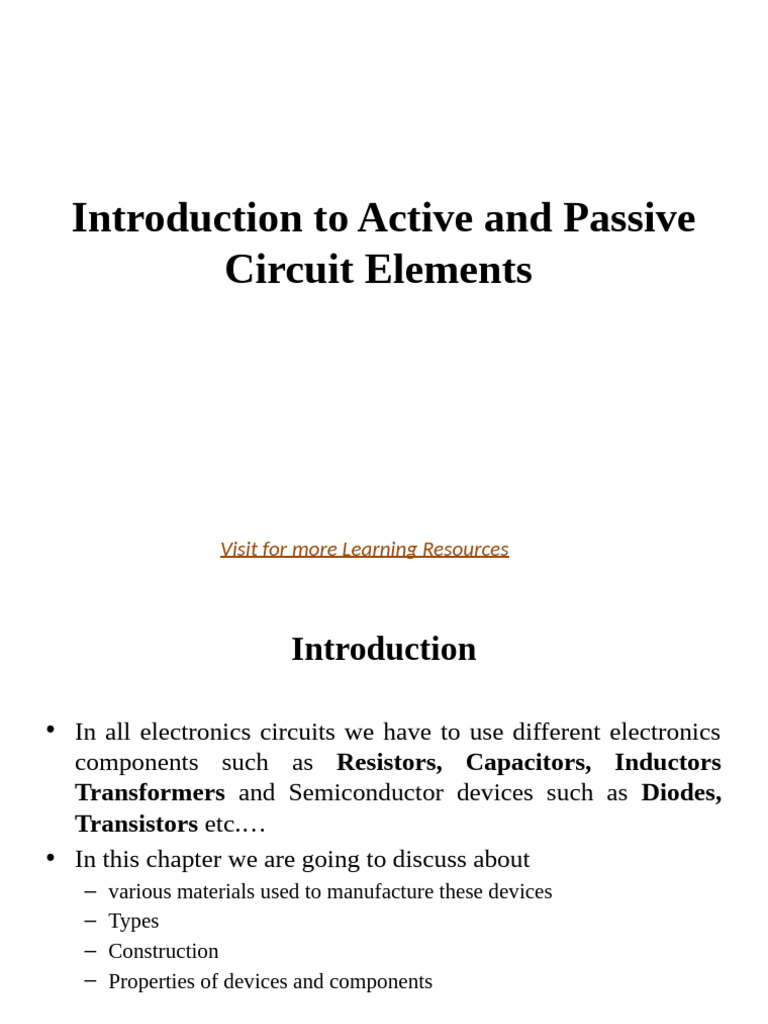 Active vs Passive Circuit Elements Guide | PDF