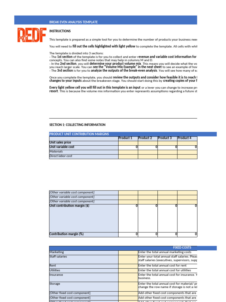Break Even Analysis Template Guide | PDF | Business Economics ...