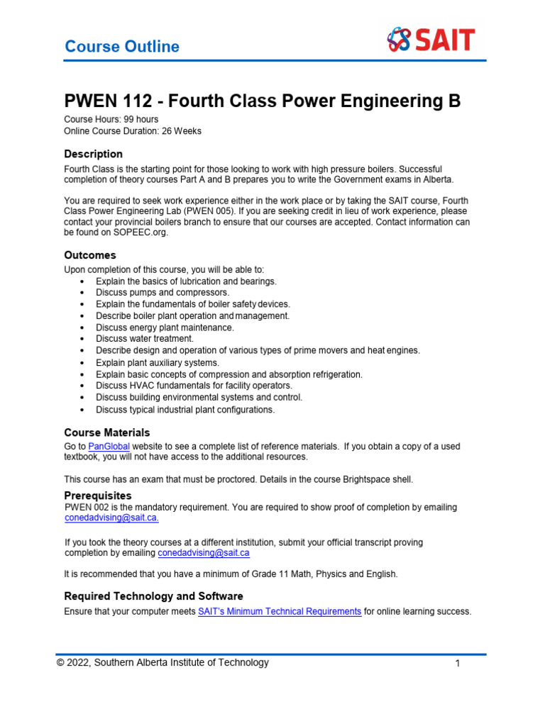 Fourth Class Power Engineering Course | PDF | Boiler | Refrigeration