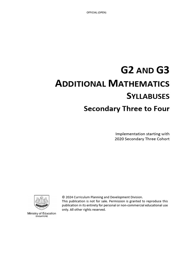 2020 G2 and G3 Additional Mathematics Syllabuses | PDF | Mathematics ...