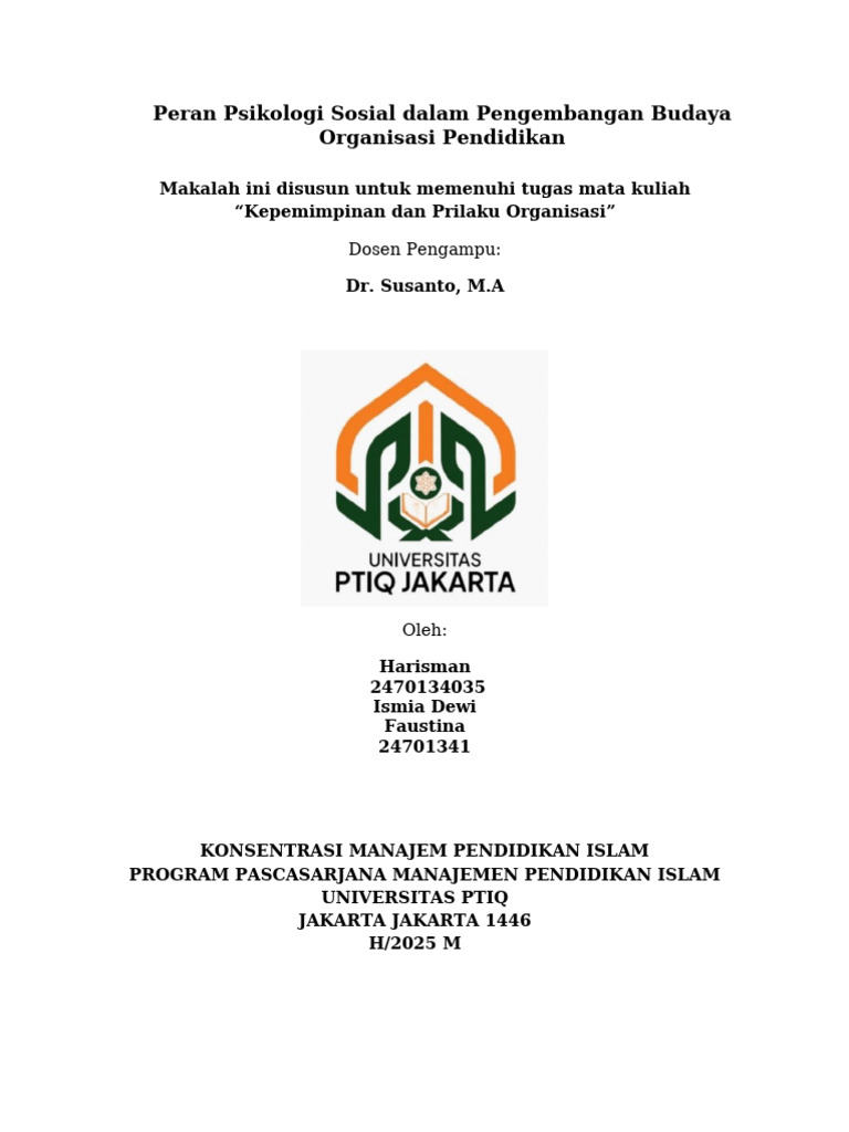 Harisman Dan Ismia - S2 Peran Psikologi Dalam Pegngembangan Budaya ...