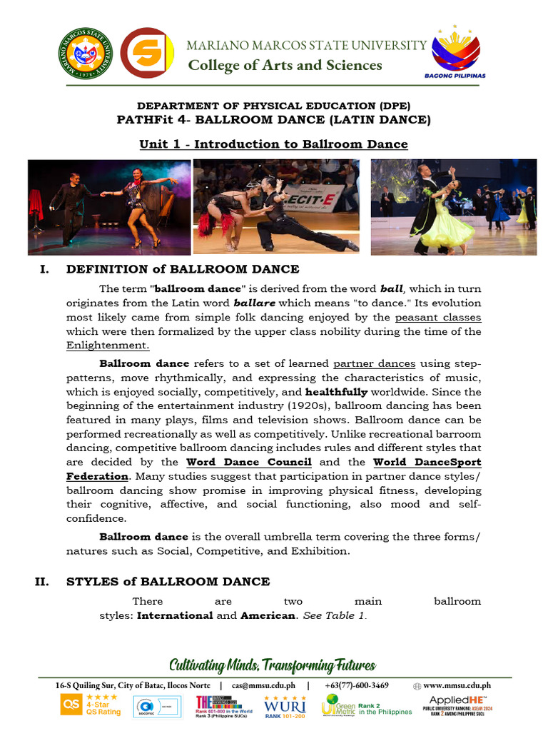 UNIT 1 Ballroom Dance | PDF | Ballroom Dance | Dances