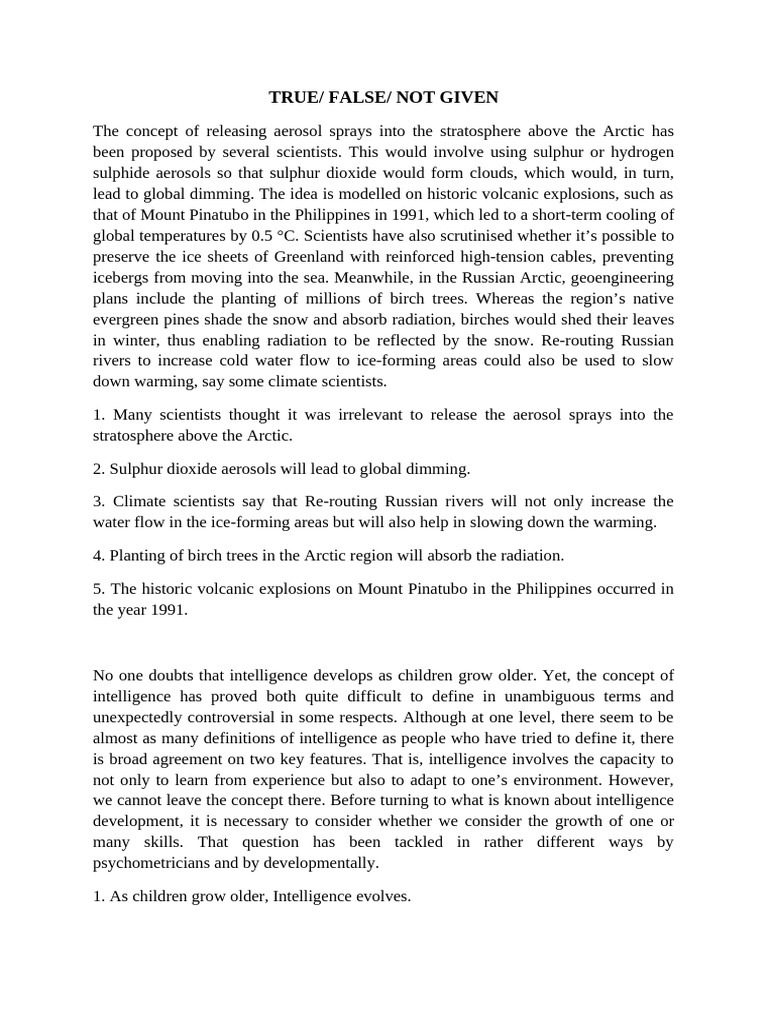 True - False - Not Given | PDF | Homeopathy | Dinosaurs
