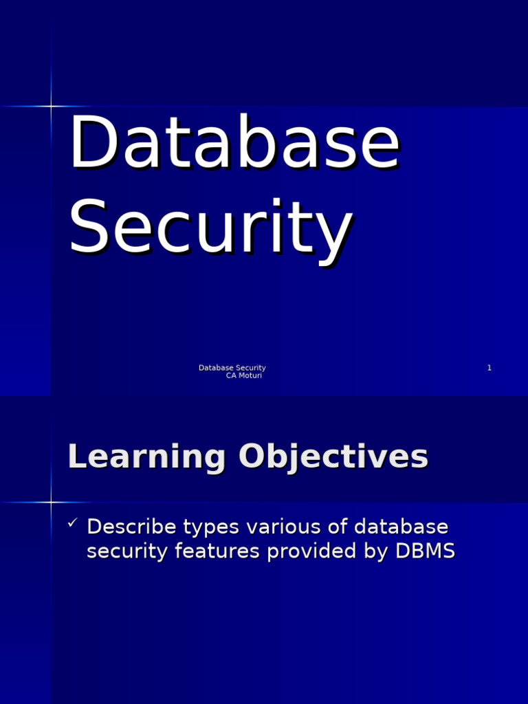 Topic 9 - Database Security | PDF | Databases | Authentication