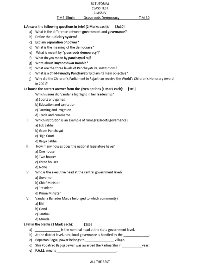Class 6 SST Chapter 10,11 Exam | PDF