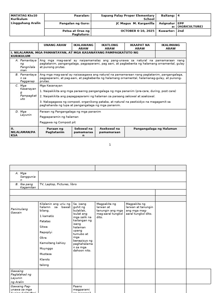 Lesson Exemplar Template Filipino Version - 2 | PDF