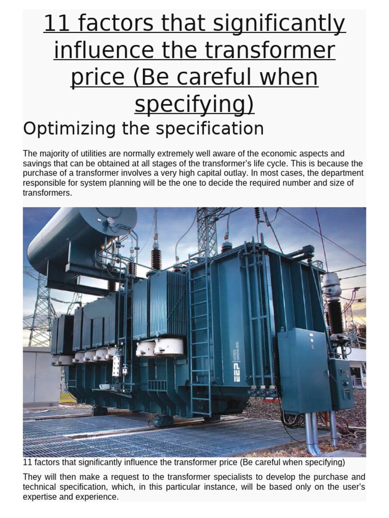 11 Factors That Significantly Influence The Transformer Price (Be ...