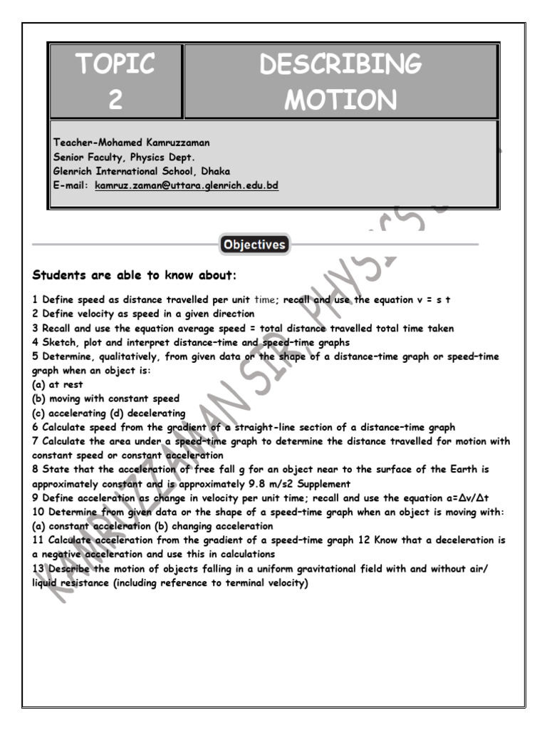 2 Describing Motion | PDF | Velocity | Acceleration
