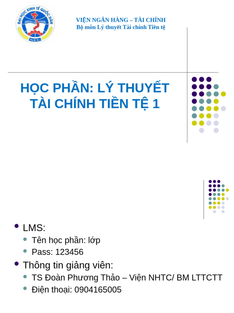 Ly Thuyet Tai Chinh Tien Te 1 | PDF