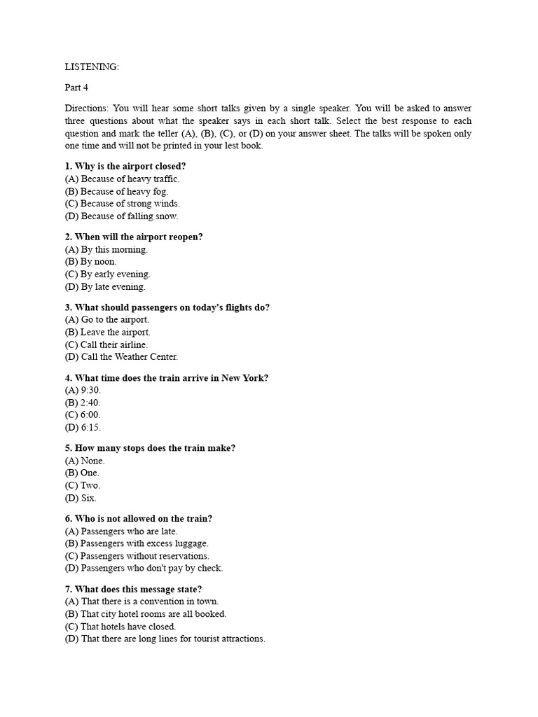 Listening and Reading Comprehension Test | PDF | Credit Card