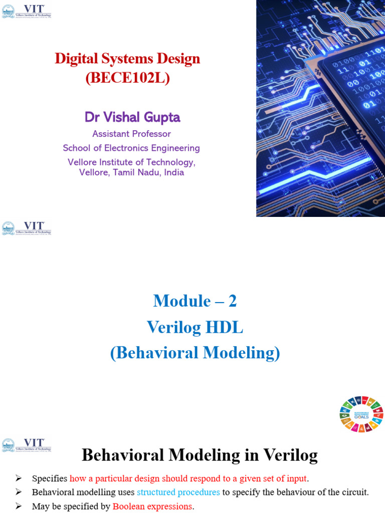 FALLSEM2025-26 VL BECE102L 00100 TH 2025-09-29 Verilog-HDL-Behavioral Modelling | PDF ...