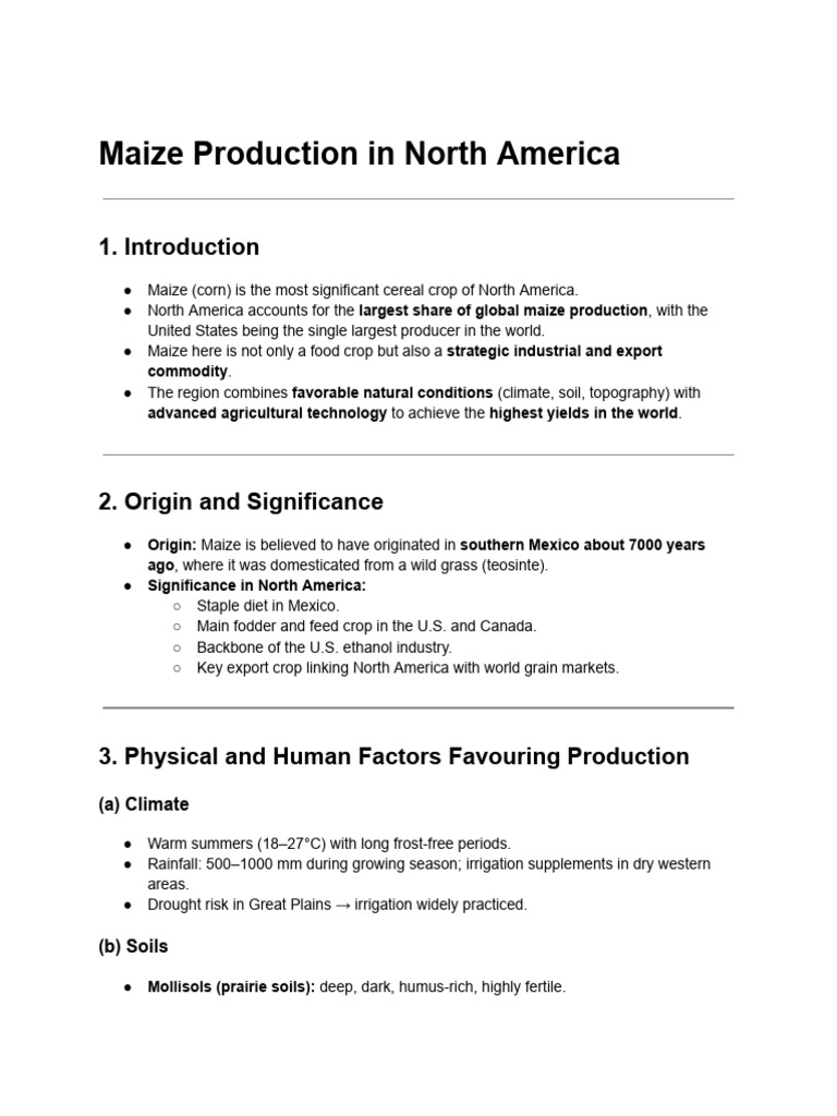 North America's Maize Production Overview | PDF | Maize | Agriculture