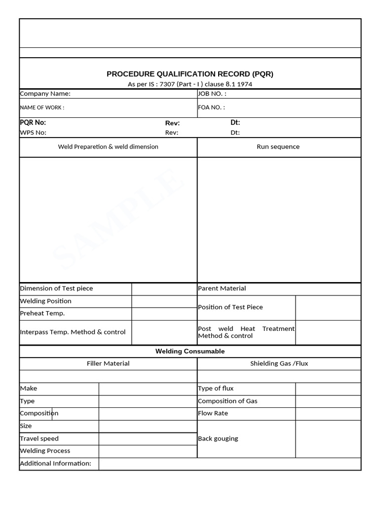 Format Pqr Structure | PDF | Welding | Construction