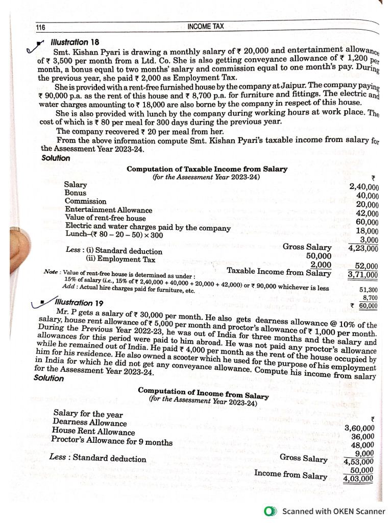 Income From Salary Practical Questions | PDF