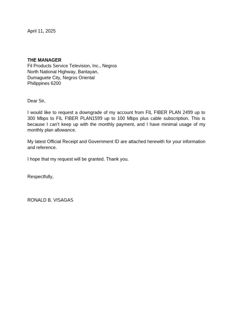 Fill Products Request Letter | PDF