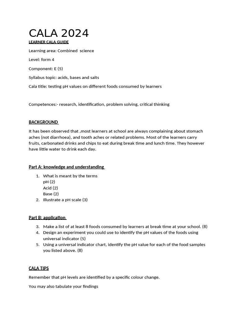 CSC Cala 5 2024 (Acids and Bases) | PDF | Ph | Acid