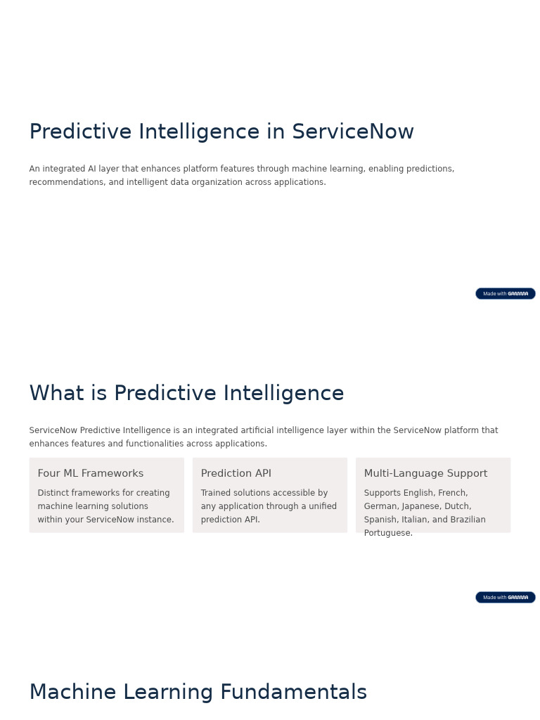 ServiceNow Predictive Intelligence Overview | PDF | Machine Learning ...