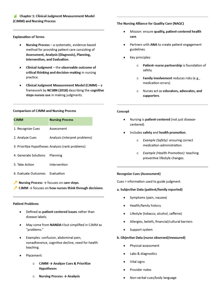 Clinical Judgment Measurement Model in Nursing | PDF | Nursing | Health ...