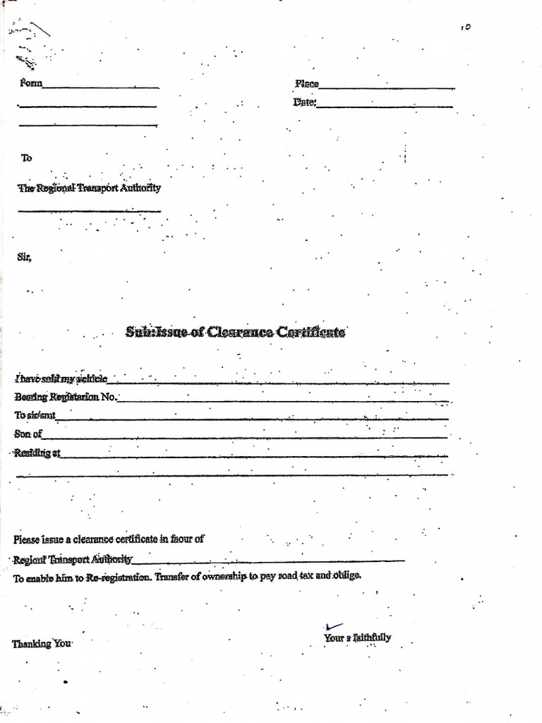 RTO Clearance Certificate Form Guide | PDF | Civil Law (Legal System ...