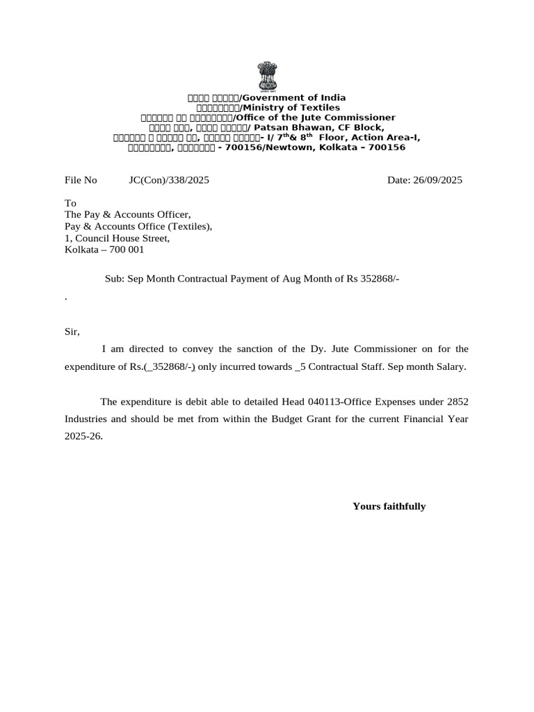 Sanction Order for Contractual Payment | PDF