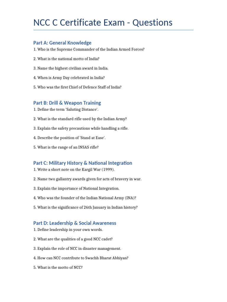NCC C Certificate Exam Questions Guide | PDF