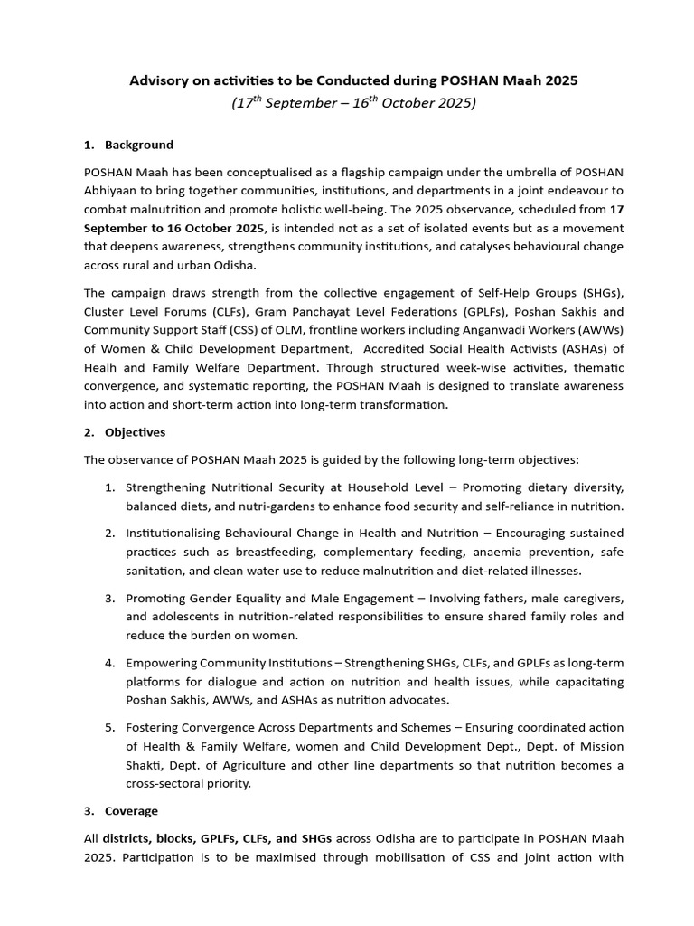 POSHAN Maah 2025 Implementation Guide | PDF | Malnutrition