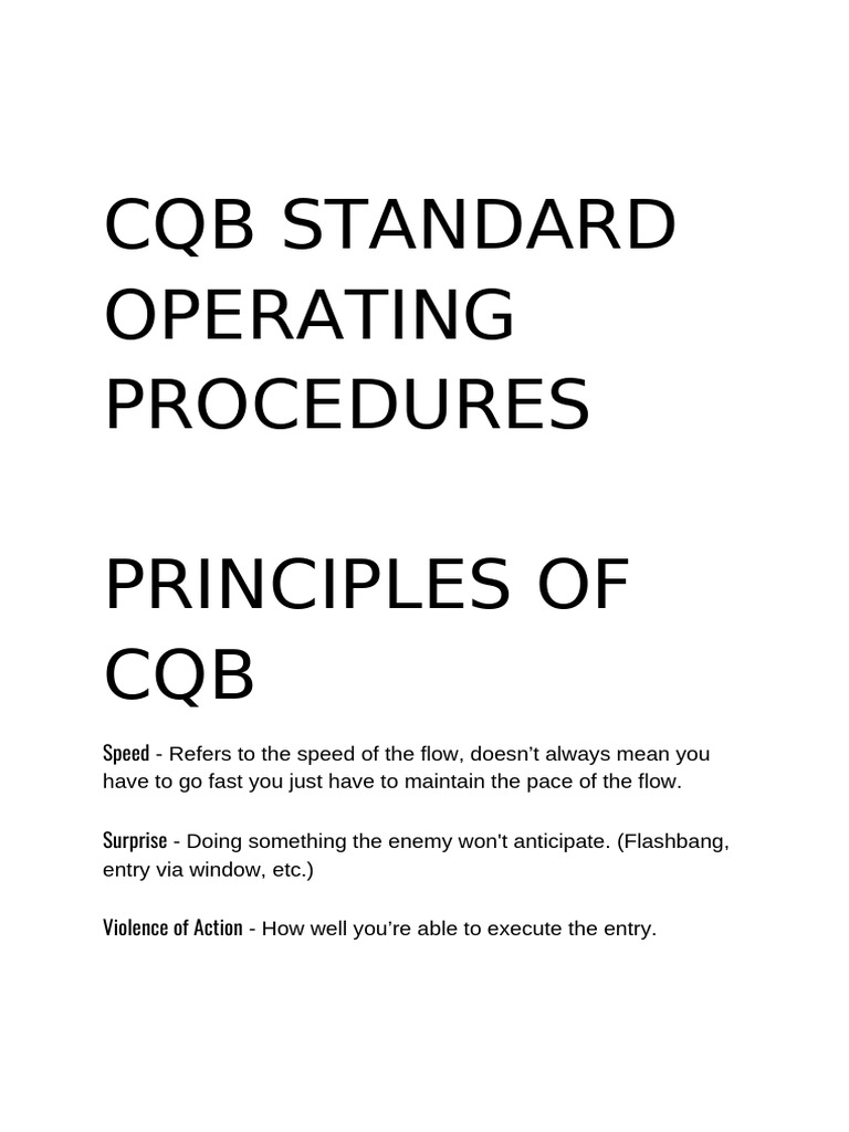 CQB Standard Operating Procedures | PDF