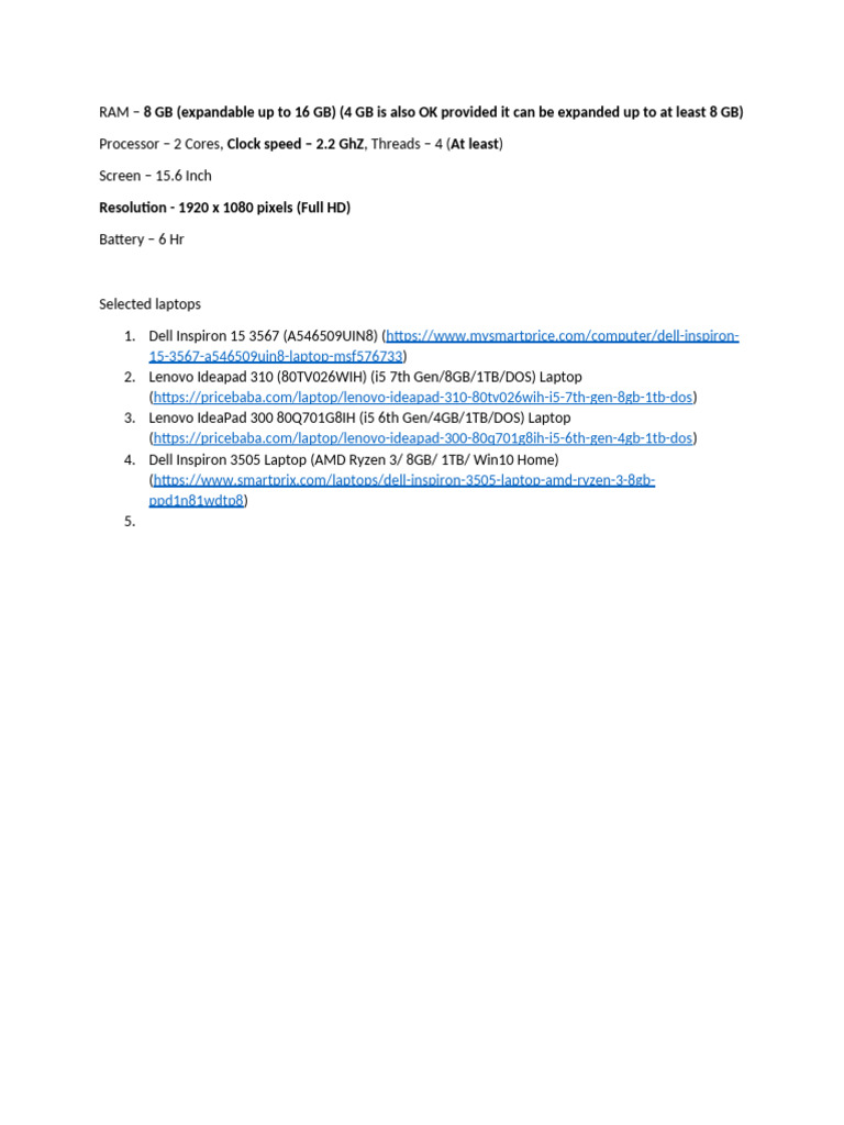 Laptop Configuration Overview | PDF