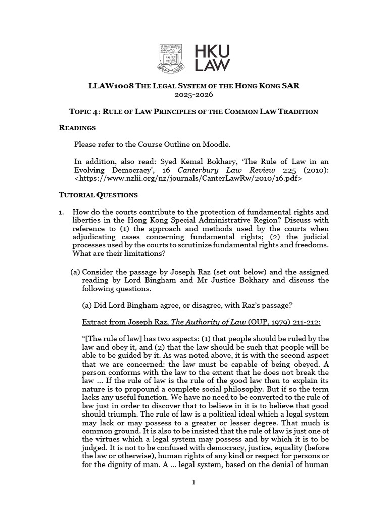 LLAW1008 Topic4 ReadingsQuestions | PDF | Rule Of Law | Social Psychology