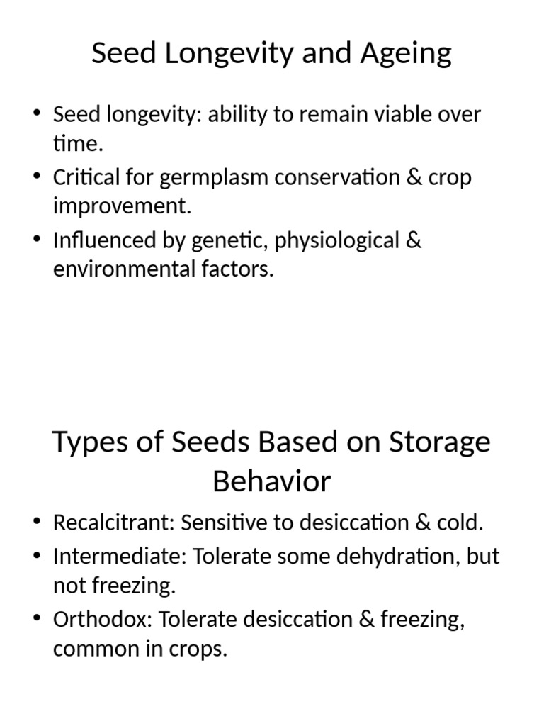 Seed Longevity Presentation | PDF