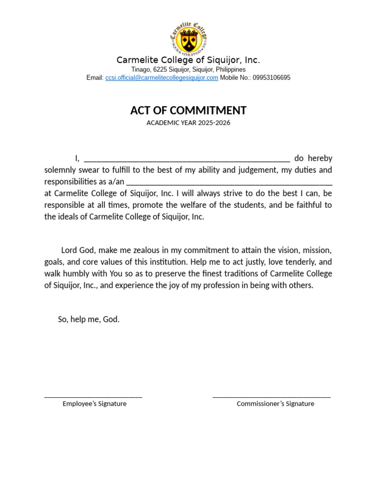 Act of Commitment | PDF