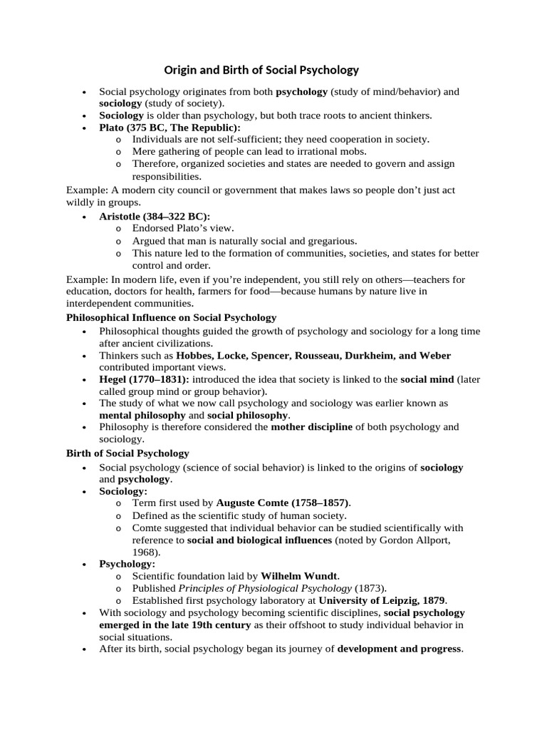 Origins of Social Psychology Explained | PDF | Psychology | Social ...