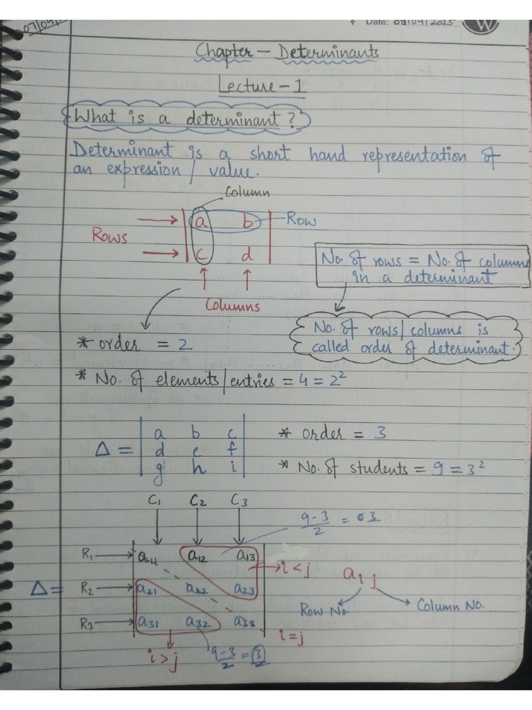 Determinants Class 12th | PDF