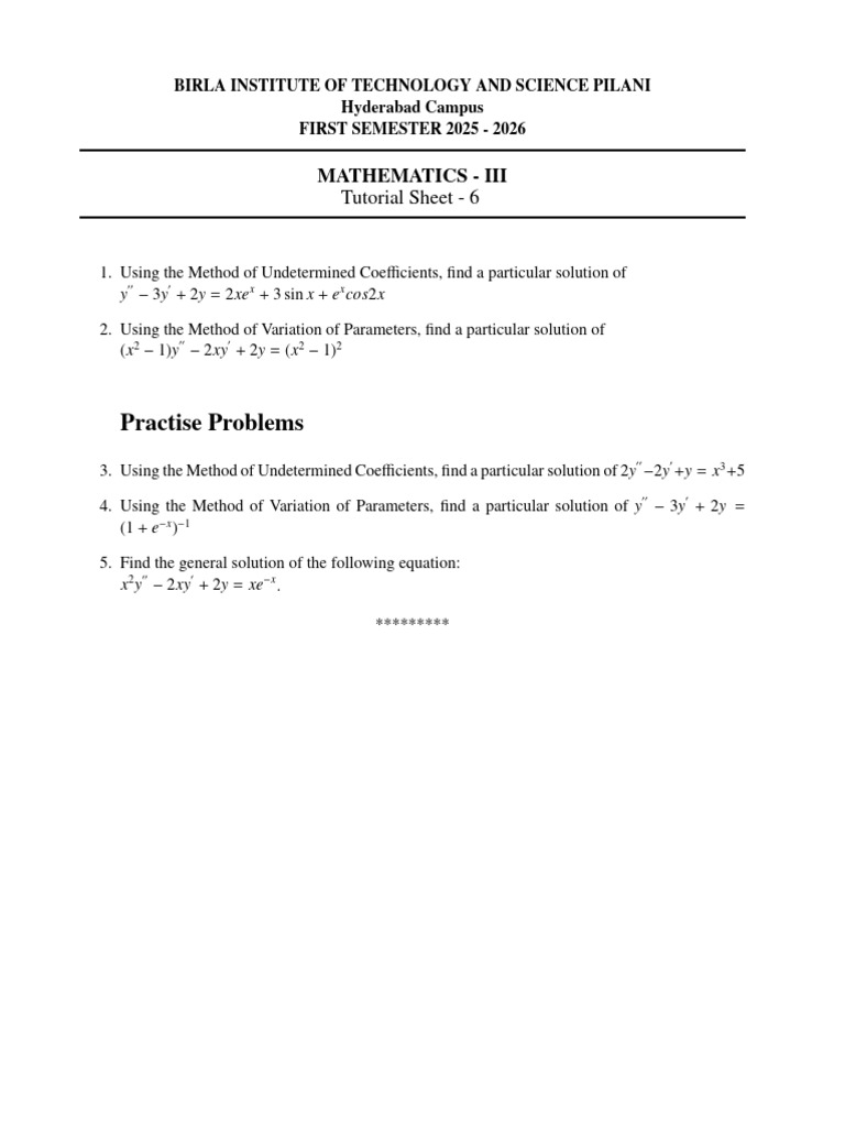 Math III Tutorial 6 | PDF