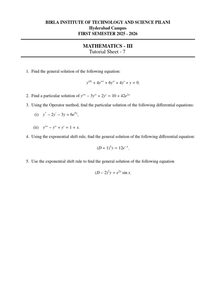 Math III Tutorial 7 | PDF