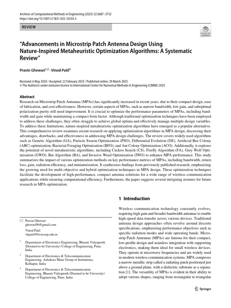 Advancement of MSPA Using Different Algorithms Review Articles | PDF | Mathematical Optimization ...