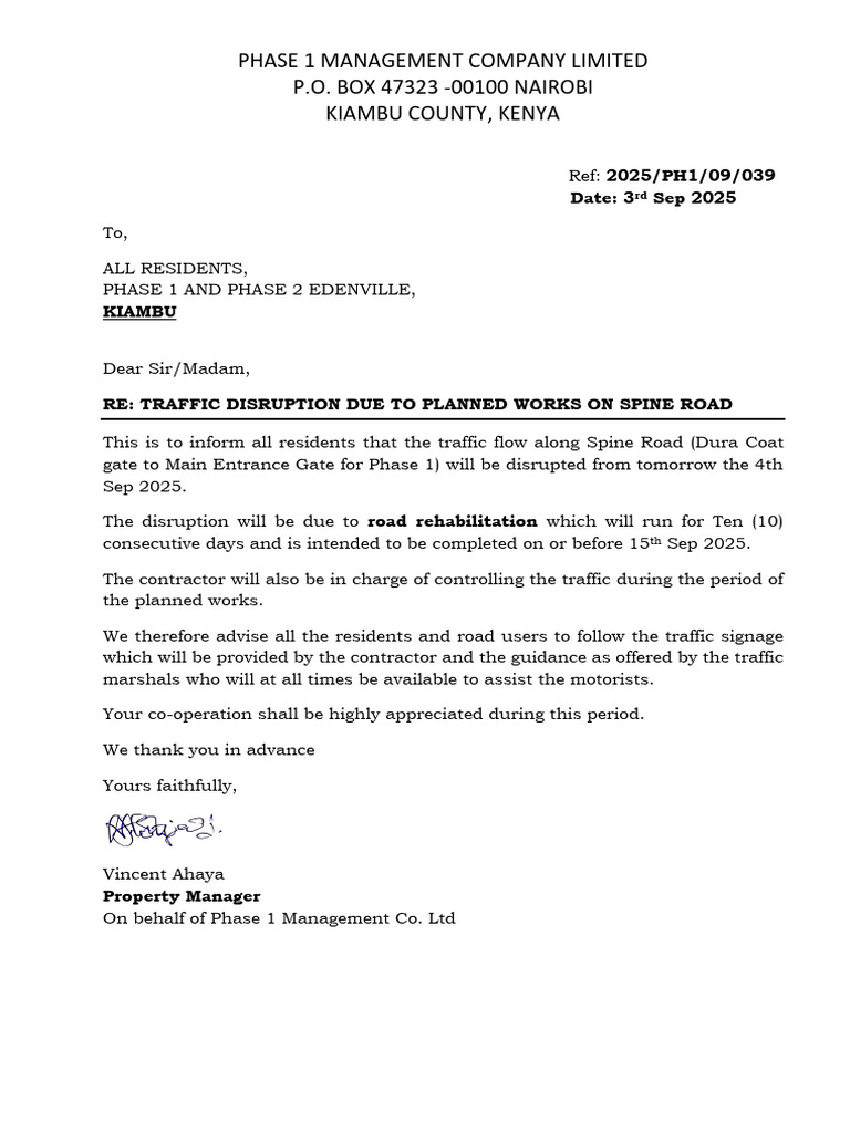 PH1-039 Spine RD Traffic Disruption | PDF