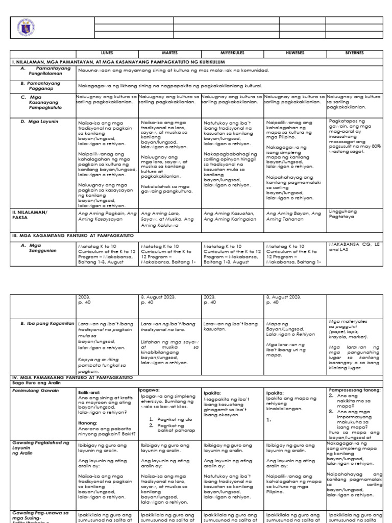 DLL MAKABANSA3 Q2 Week6 | PDF