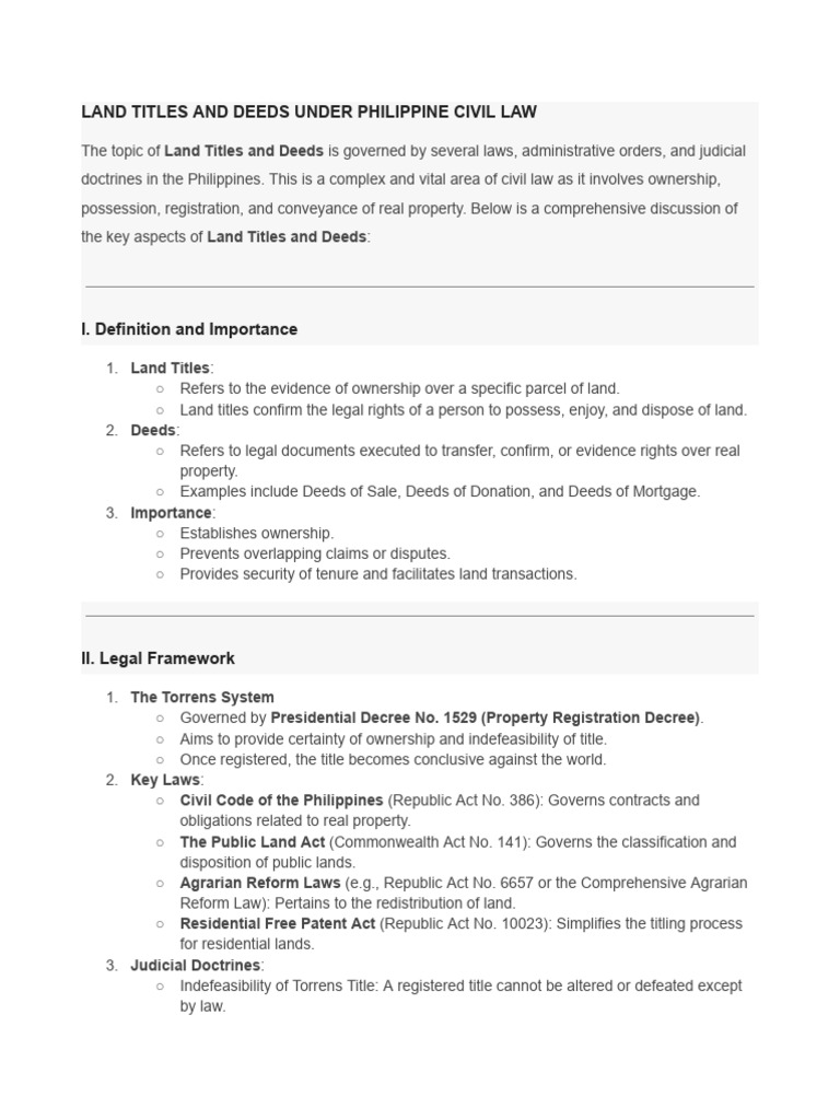 Torrens System in Philippine Land Law | PDF | Deed | Real Property Law