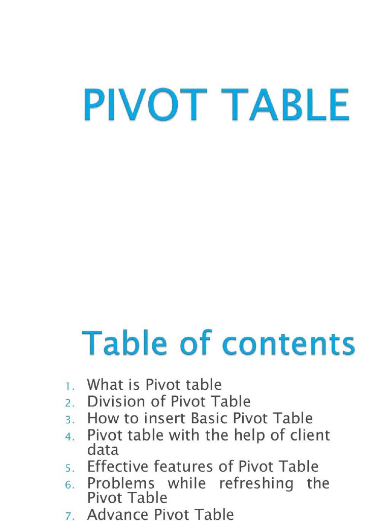 On Pivot Table | PDF