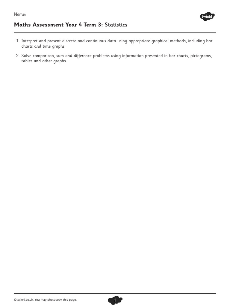 T2 M 1131 Year 4 Maths Assessment Statistics Term 3 | PDF | Chart ...