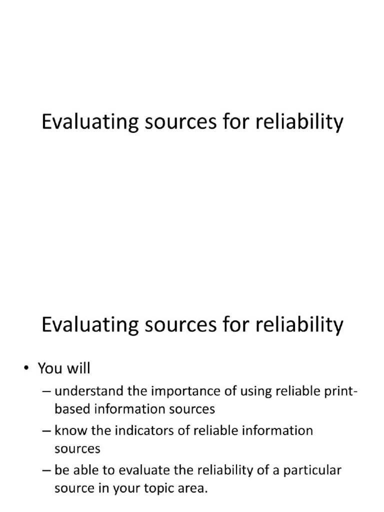 33 Mavzu Evaluating Sources For Reliability | PDF