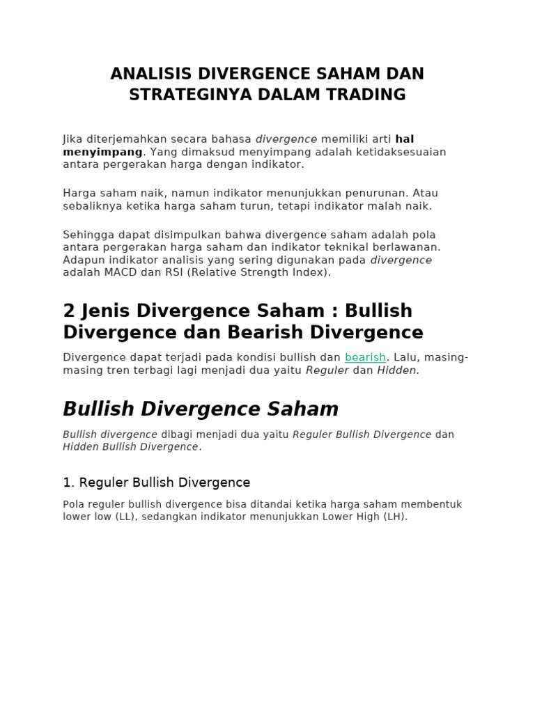 Strategi Trading Divergence Saham | PDF