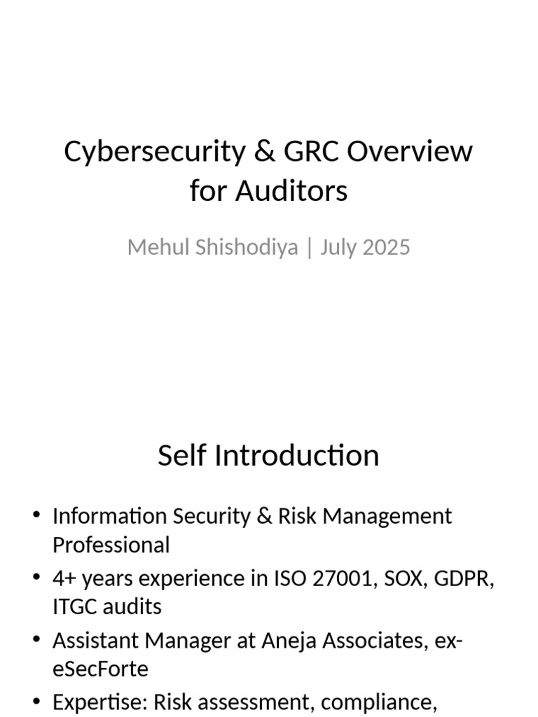 Cybersecurity Audit Frameworks Presentation | PDF | Information Security | Audit