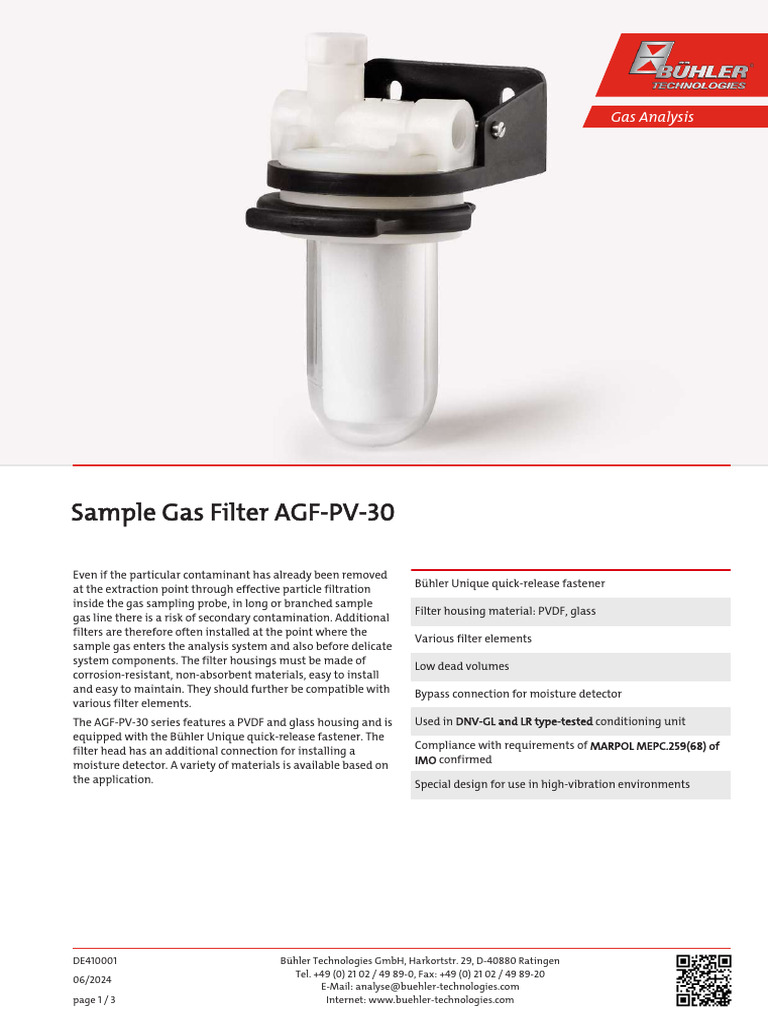 DE410001 - AGF PV 30 Gas Filter | PDF | Gases | Applied And ...