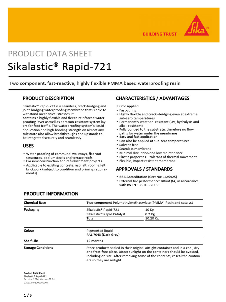 Sikalastic Rapid-721 Waterproofing System | PDF | Humidity | Materials