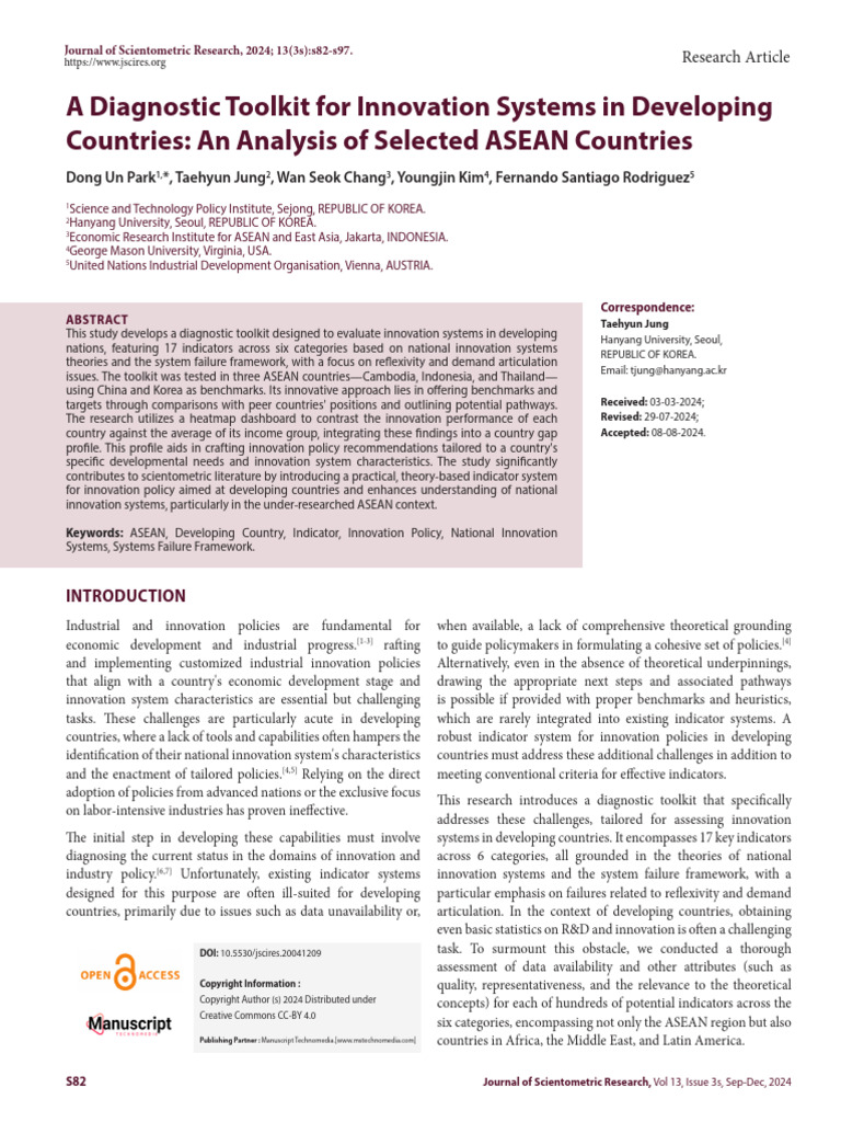 A Diagnostic Toolkit for Innovation Systems in Developing Countries- An Analysis of Selected ...