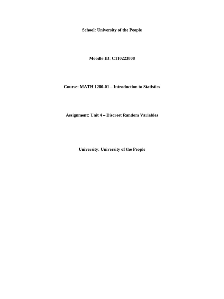 Discrete Random Variables | PDF | Variance | Probability Distribution